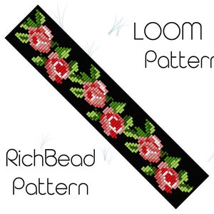 Beaded Rose Pattern Bead Loom Flower Pattern Bracelet Bead Loom ...