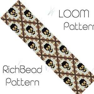 Skull Beaded Loom Bracelet Patterns Halloween, Day of the Dead, Frida ...