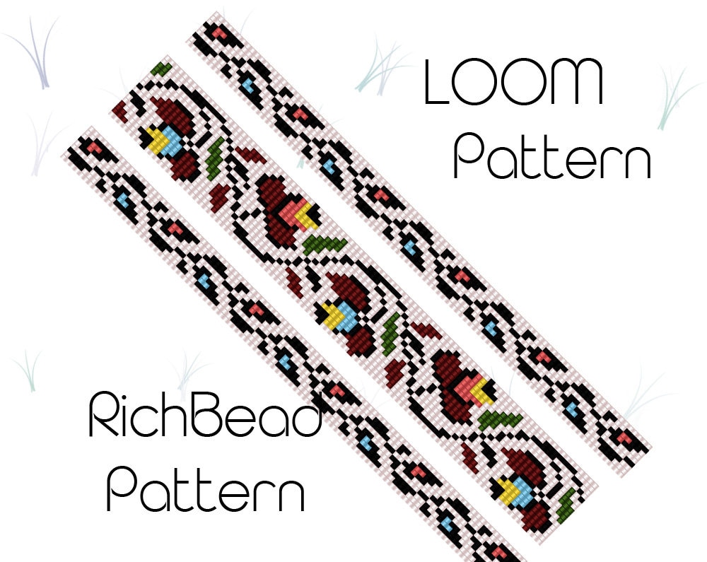 Flower Narrow Beading Loom Patterns Bracelet Bead Loom - Etsy