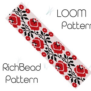 Flower Beading Loom Pattern Floral Seed Bead Bracelet Pattern Beadwork ...