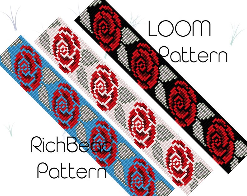 Flower Seed Bead Loom Patterns Bracelet Roses Loom Beading - Etsy