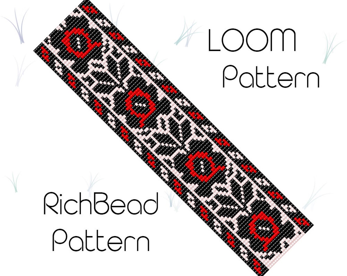 Flower Bead Loom Patterns Square Stitch Beading Pattern Seed Bead ...