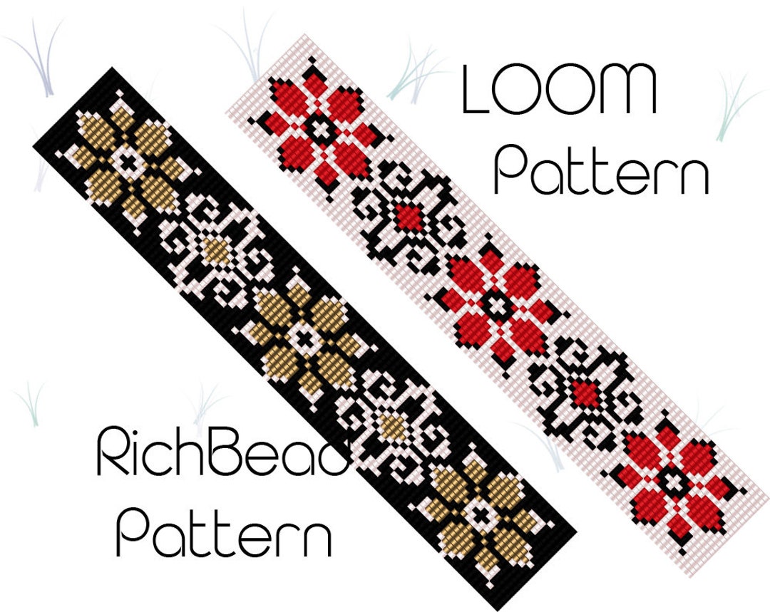 Floral Seed Bead Bracelet Patterns Loom Beading Patterns Beaded ...