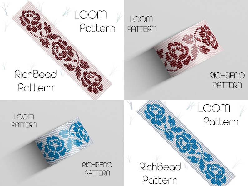 Flower Beaded Loom Pattern Bracelet Beadweaving Pattern Loom Pattern ...