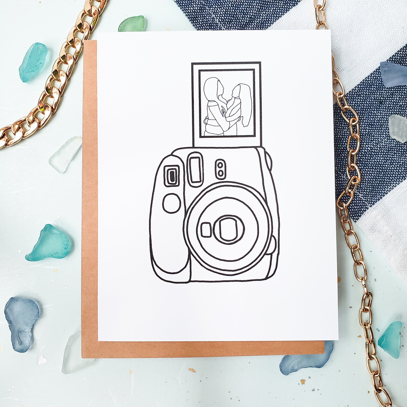 Polaroid Kamera Line Zeichnung Grußkarte Line Drawing | Etsy