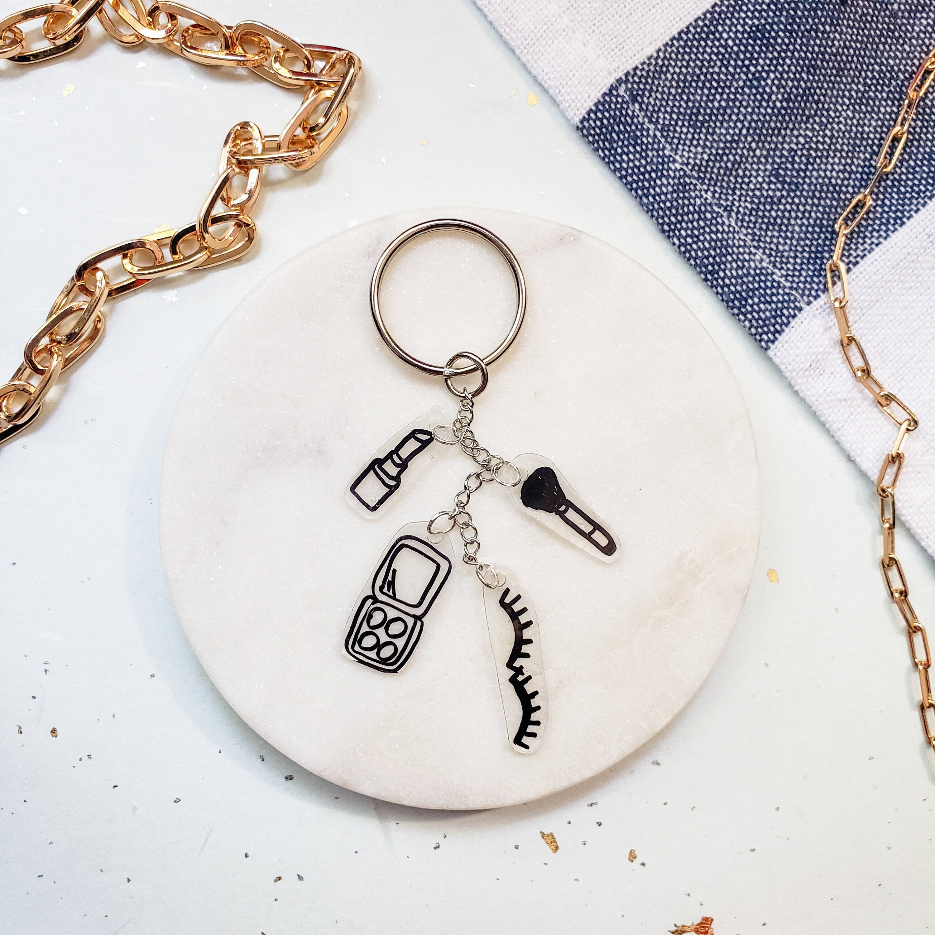 Makeup Themed Charm Keychain Keyring Makeup Art Beauty Art | Etsy