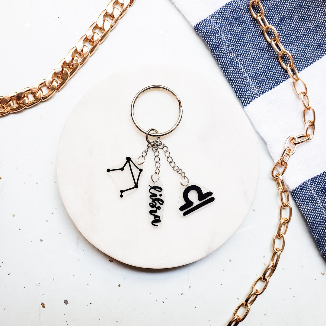 Libra Themed Charm Keychain, Astrology Keyring, Libra Zodiac Sign ...