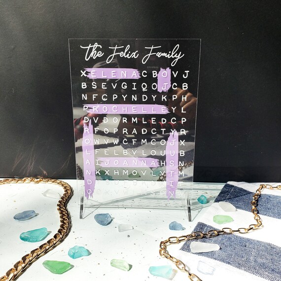 Custom Word Search Acrylic Stand Family Crossword Gift | Etsy