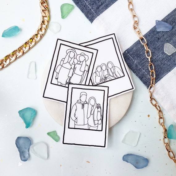 Custom Polaroid Line Drawing Portrait Sticker Line Drawing | Etsy
