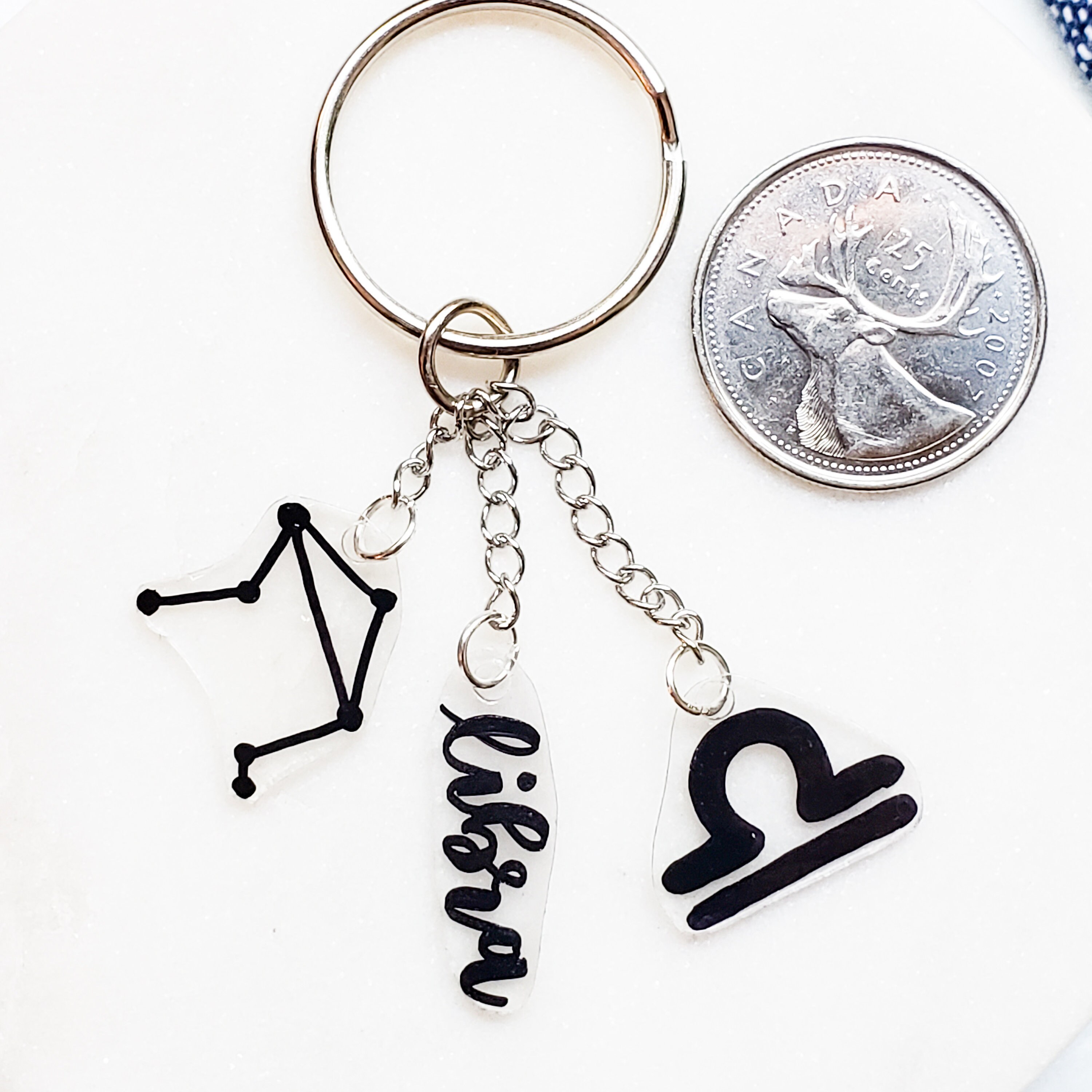 Libra Themed Charm Keychain Astrology Keyring Libra Zodiac | Etsy