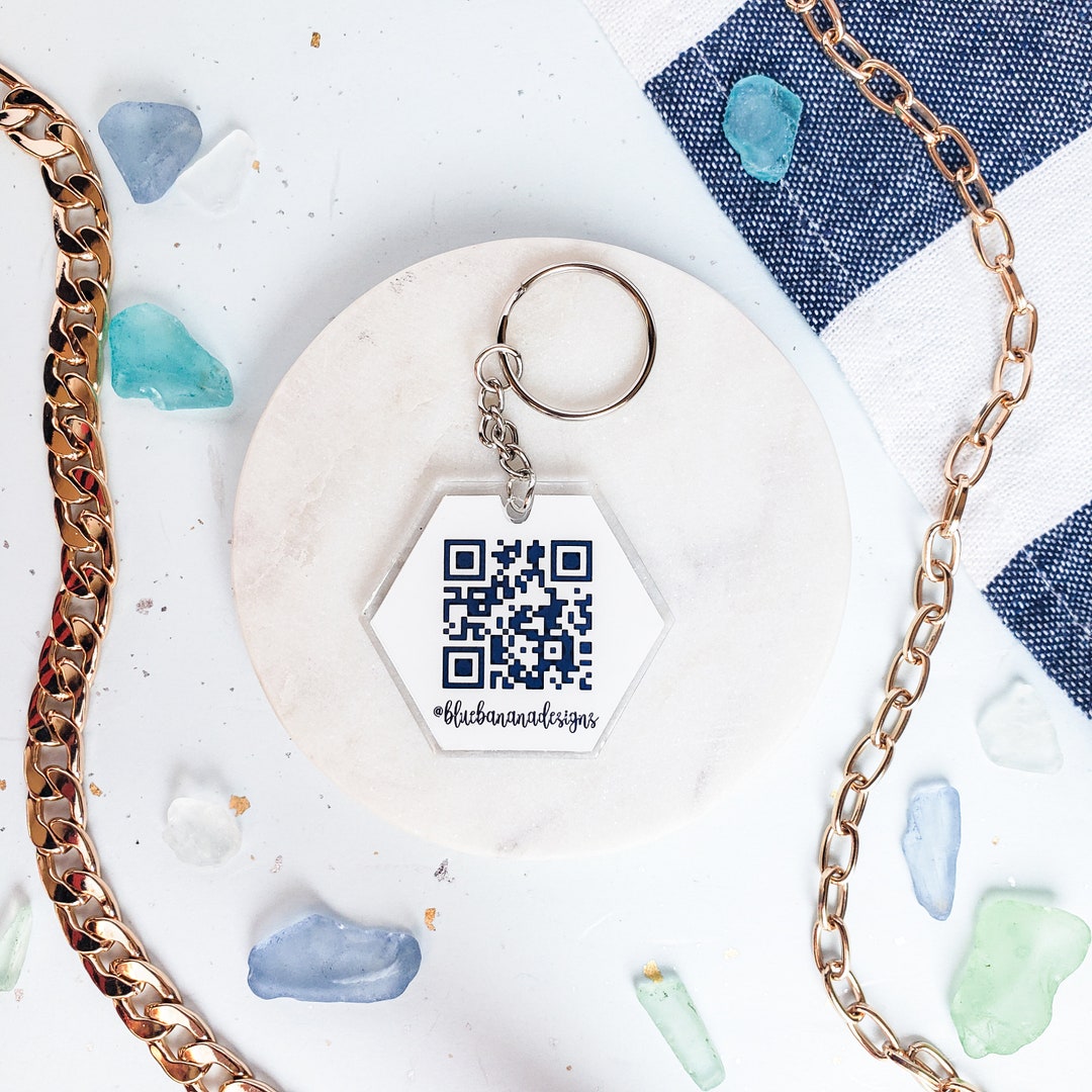 Custom QR Code Acrylic Keychain, Double Sided Personalized Keychain ...