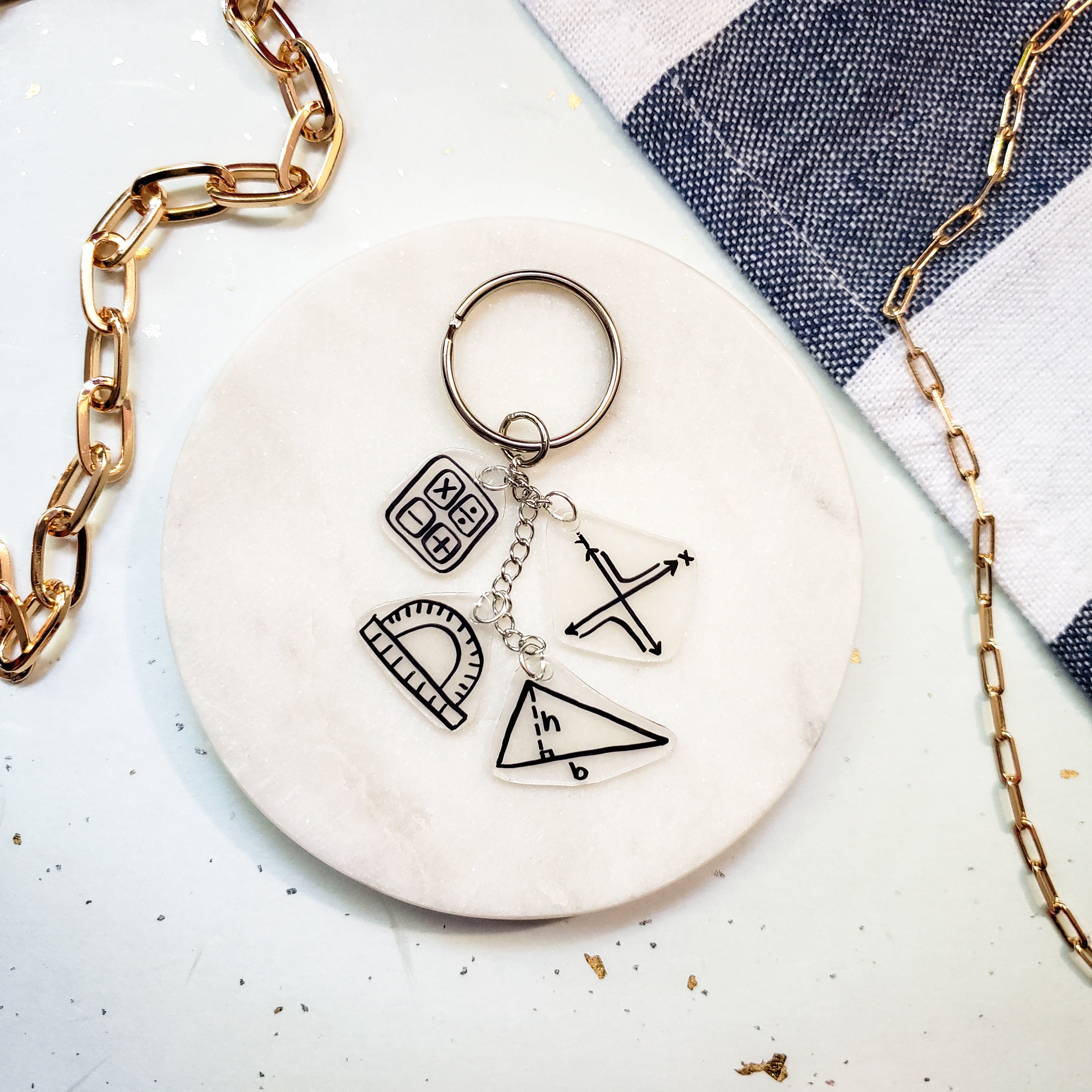 Math Themed Charm Keychain Math Keyring Mathematics Gifts - Etsy