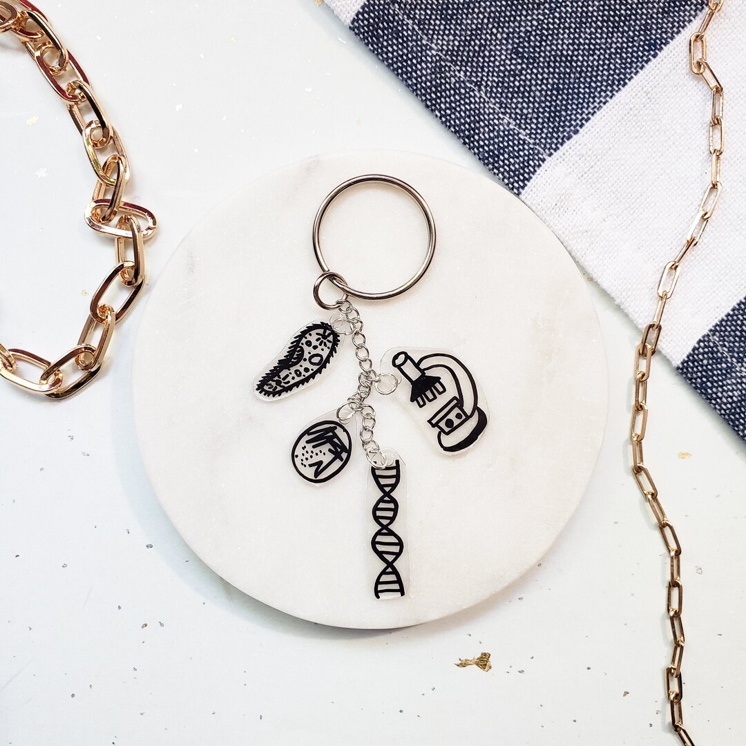 Biology Themed Charm Keychain, Science Gift, Biology, Microbiology ...