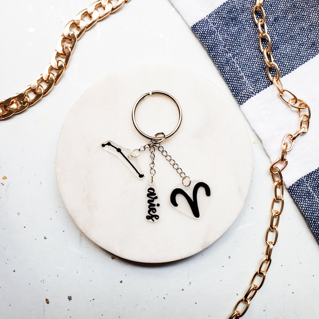 Aries Themed Charm Keychain, Astrology Keyring, Aries Zodiac Sign ...