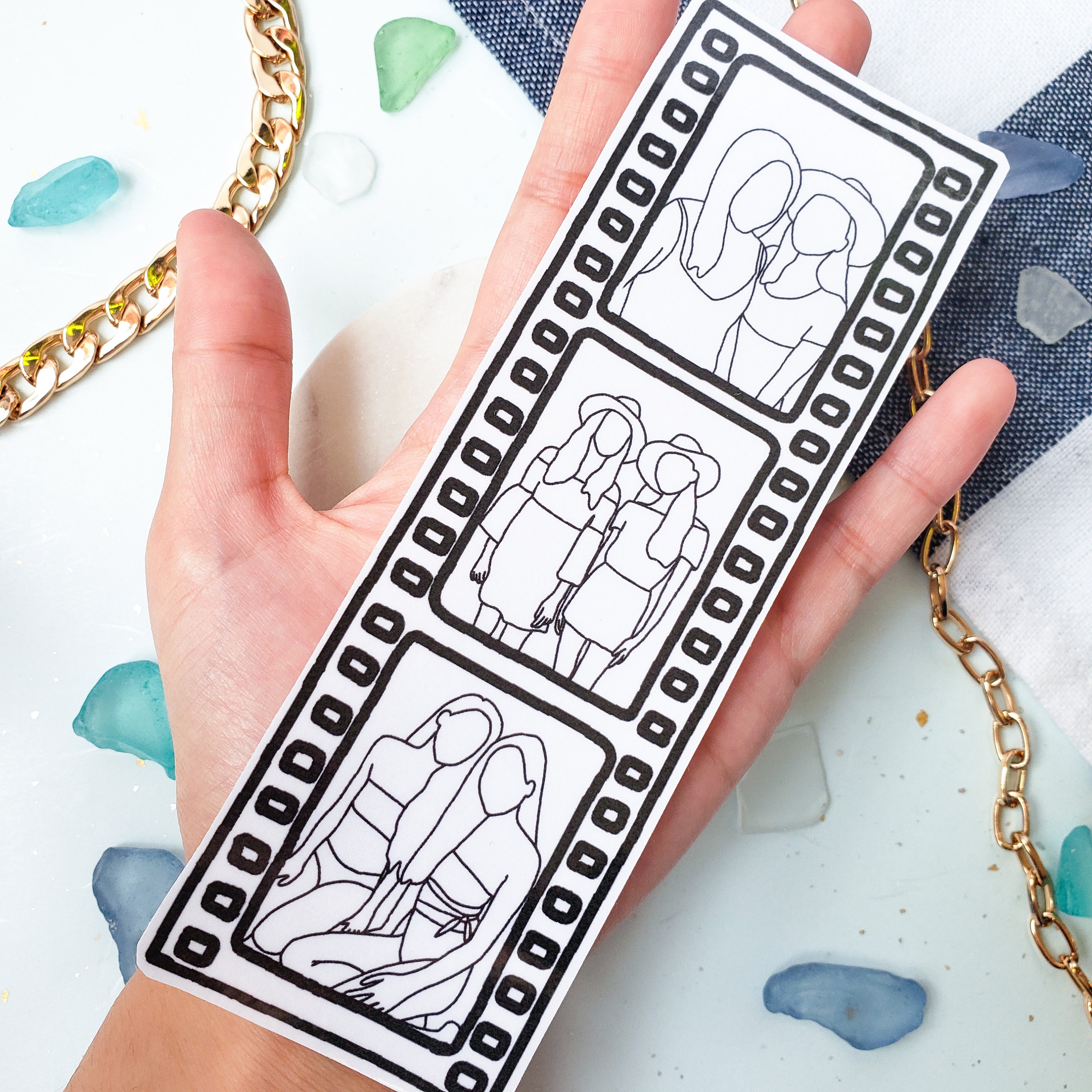 Custom Film Reel Line Drawing Portrait Sticker Line Drawing | Etsy