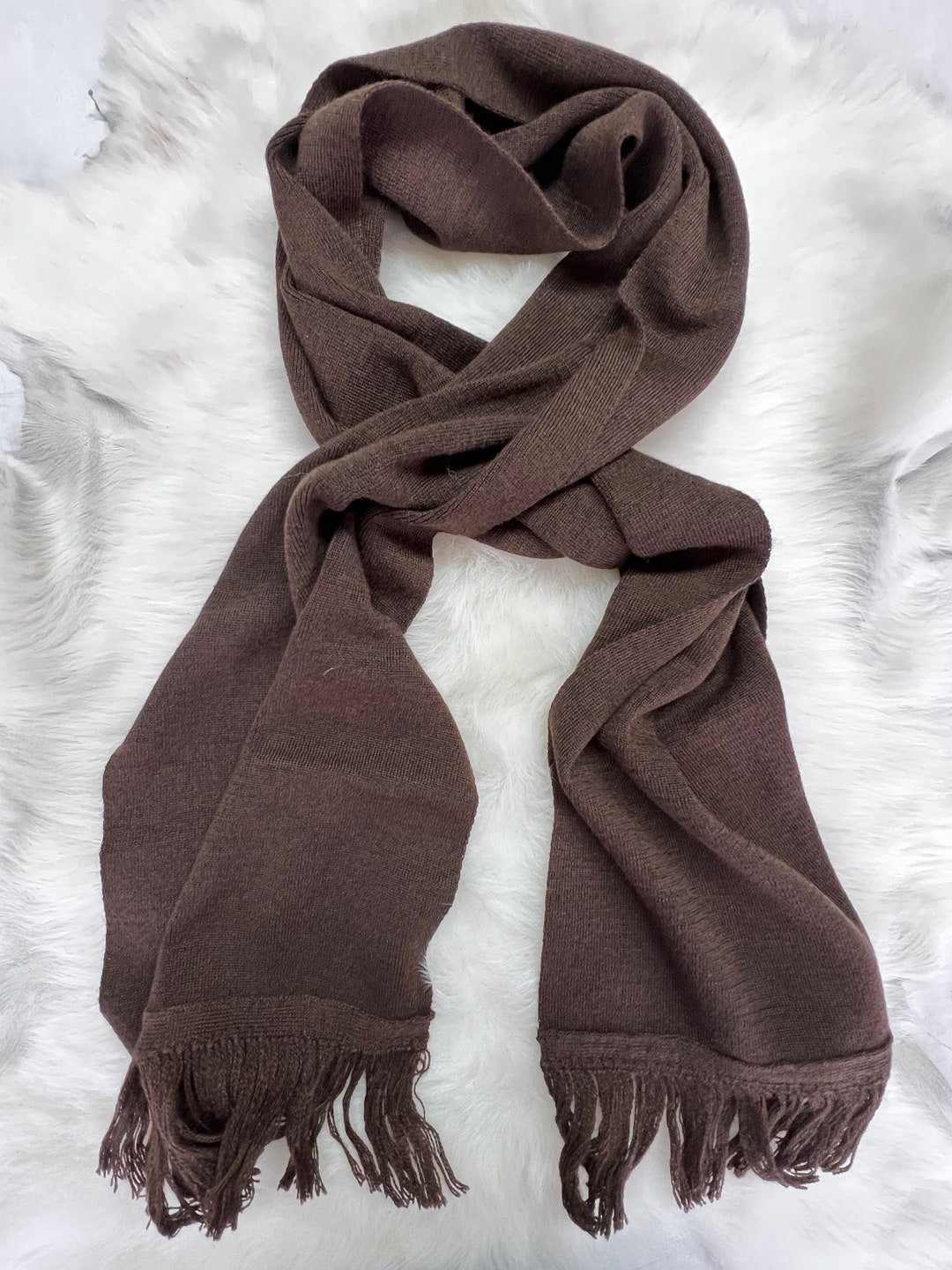 Knitted Frindged Scarf - Maroon - Etsy