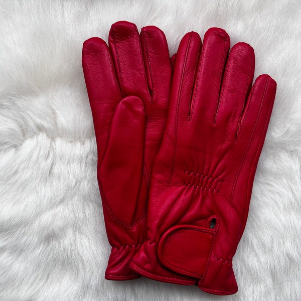 Red Leather Gloves - Etsy