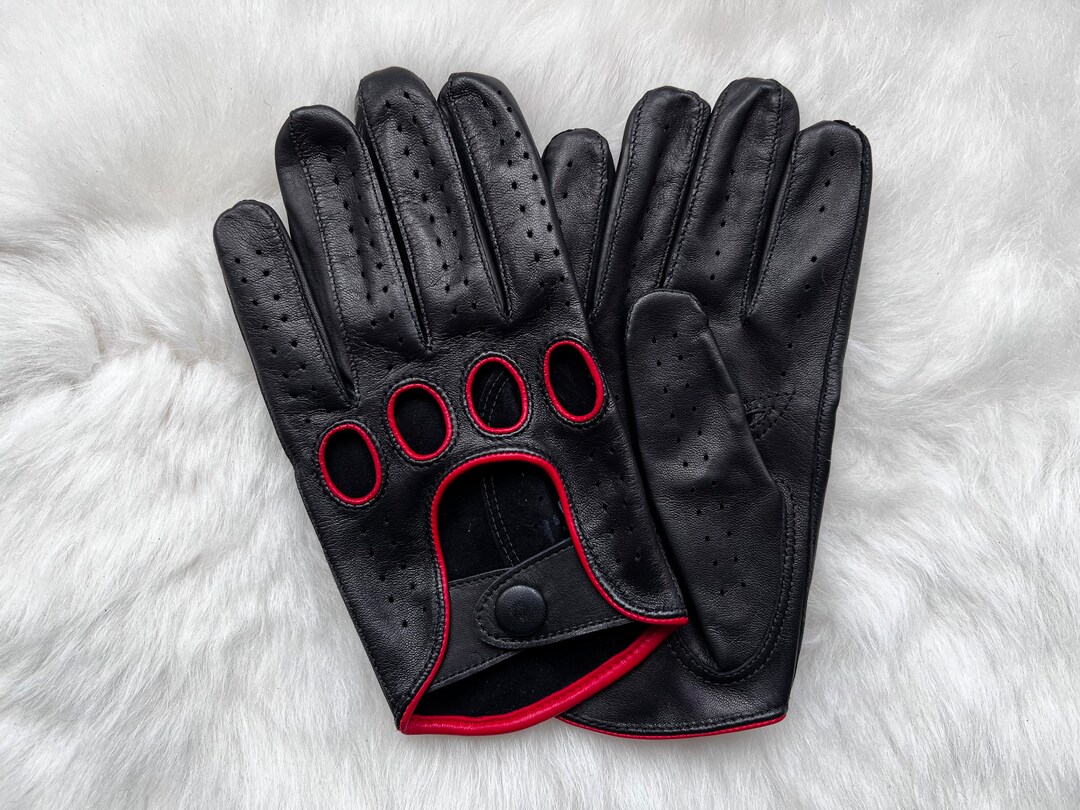 Black Gloves With Colorful Border - Men - Etsy