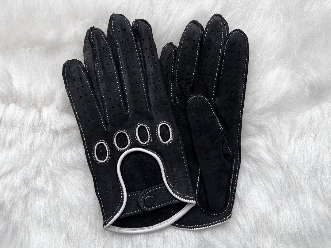 Black Driving Gloves With Colorful Border - Women - Etsy