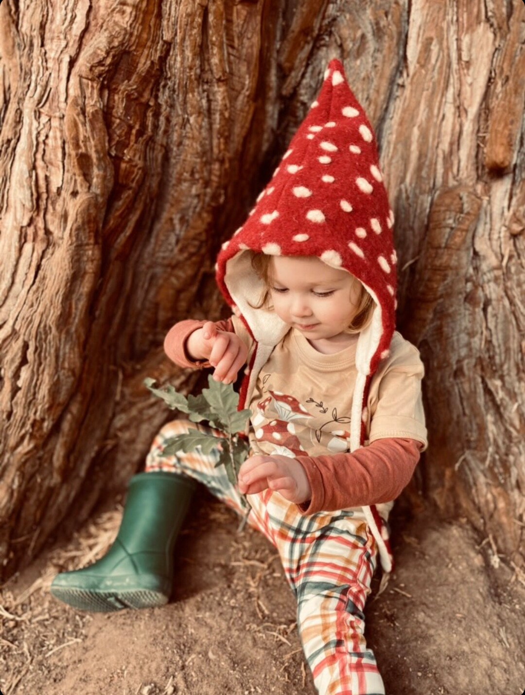 Mushroom Hat in Red Wool, Lovely for Autumn Walks Red Pixie Hat, Cotton ...