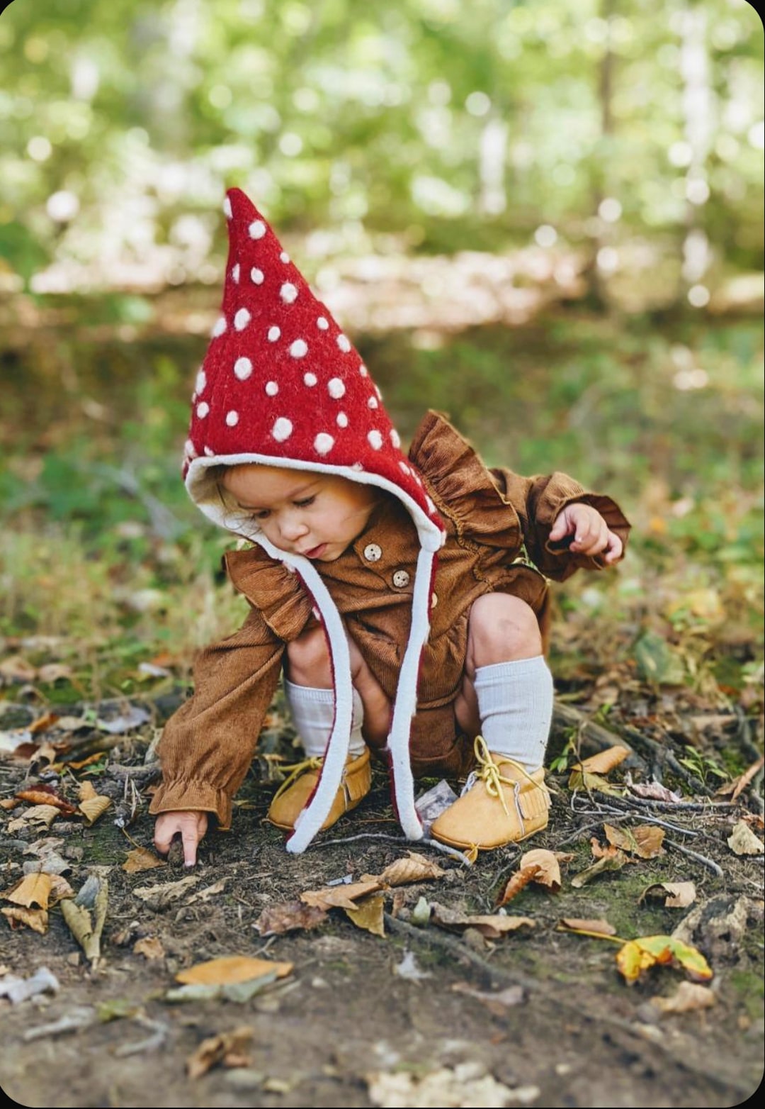 Mushroom Hat in Red Wool, Lovely for Autumn Walks Red Pixie Hat, Cotton ...