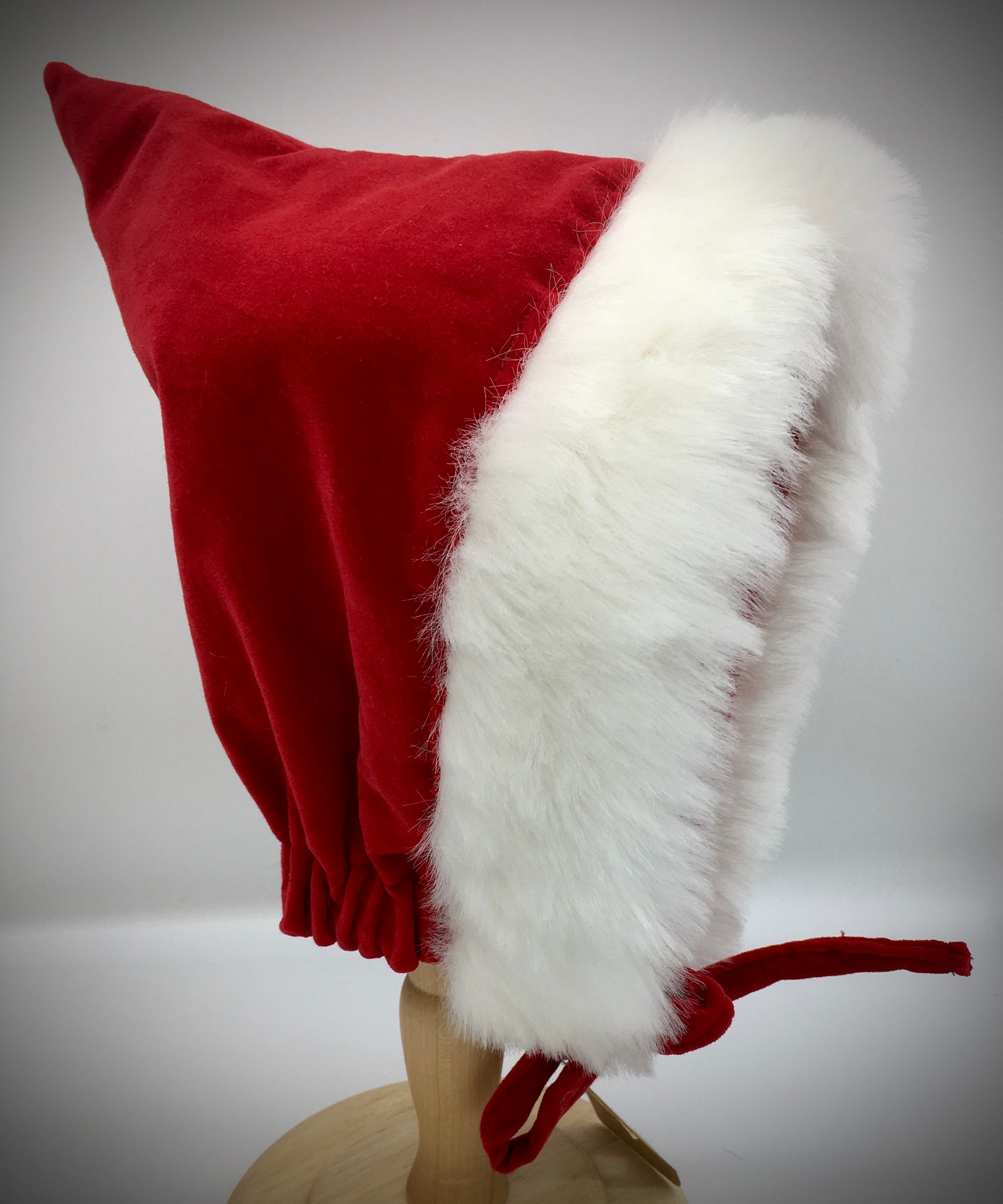 Pixie Hat Black Cotton Velvet With Luxury White Faux Fur Trim - Etsy