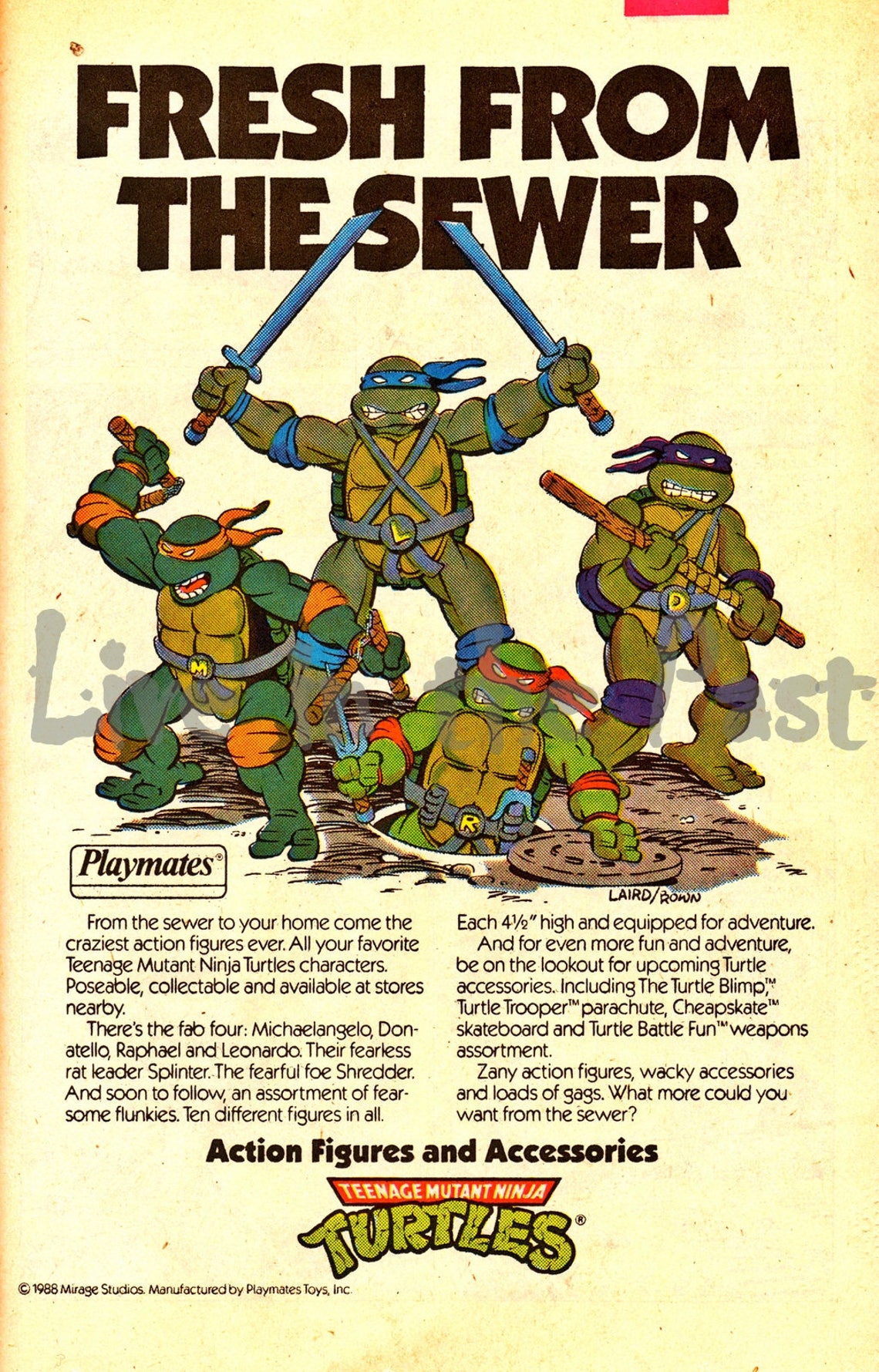 80's Advertisement for Teenage Muntant Ninja Turtles Action Figures ...
