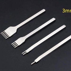 3/4/5/6mm Chisels Diamond Set of 4 Pcs Leather Craft Tool Hole Punches Stitching Punch 1 2 4 6 ...