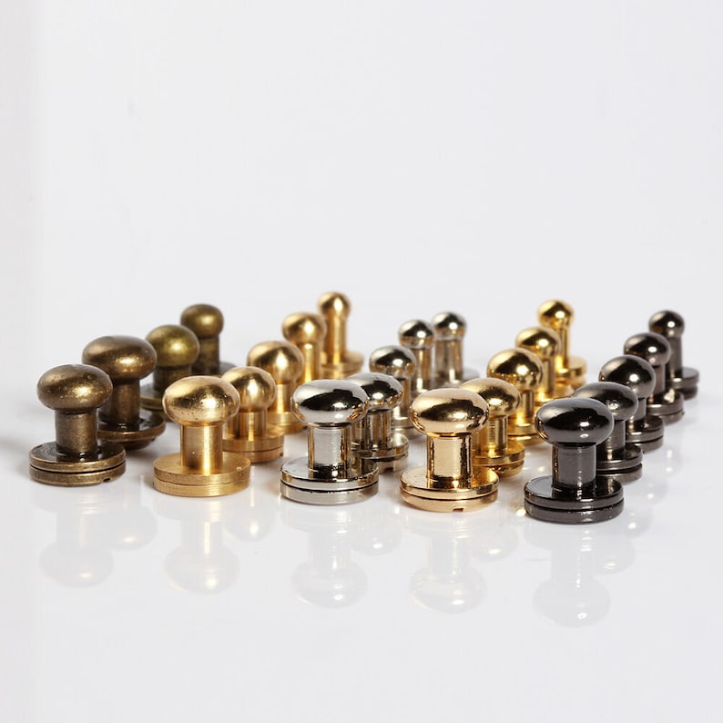 20 Sets Screw Studs Solid Brass Round Rivet Chicago | Etsy