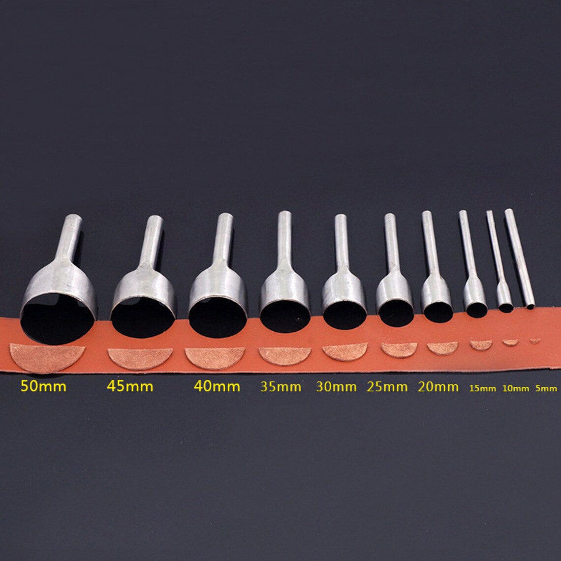 Individual Sizes (5mm-50mm) 12 Sizes Durable Steel Corner Punch-cutter ...