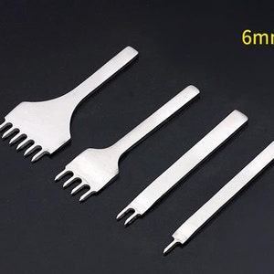 3/4/5/6mm Chisels Diamond Set of 4 Pcs Leather Craft Tool Hole Punches Stitching Punch 1 2 4 6 ...
