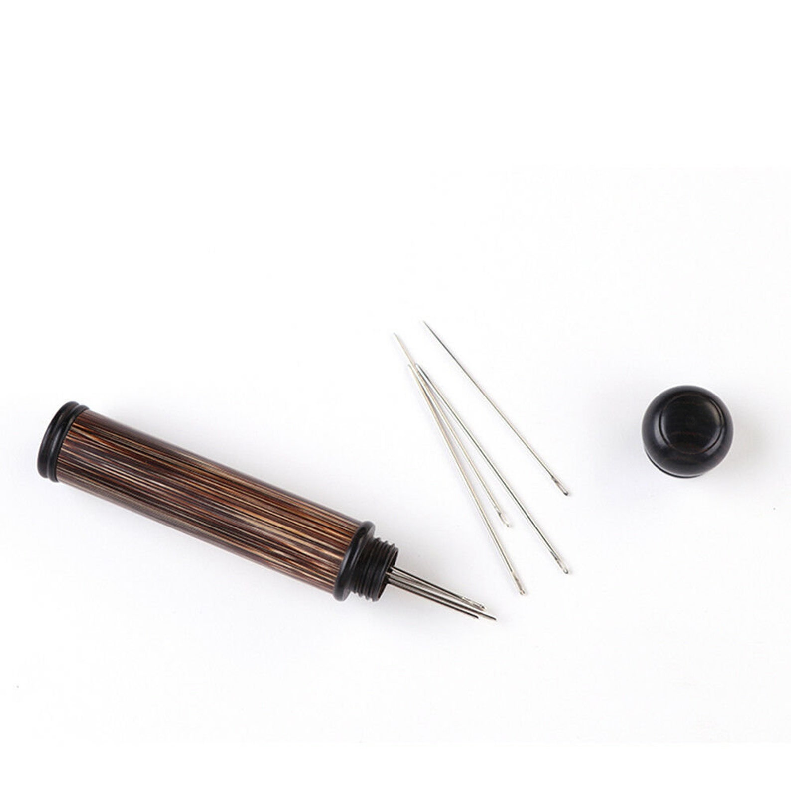 Bamboo/rosewood/sandalwood Hand Stitch Needle Case Turned Storage Box ...