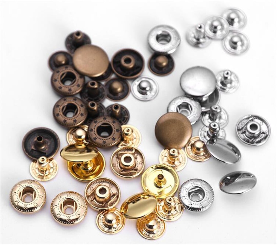 20 Set Brass Snap Fastener Leathercraft Press Stud Rapid Sewing Button ...