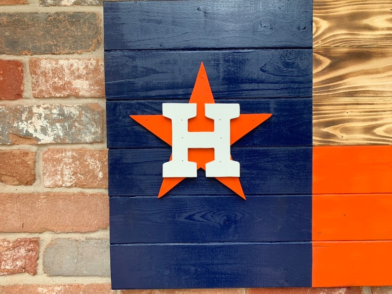 Houston Astros State of Texas Burnt Wood Flag | Etsy