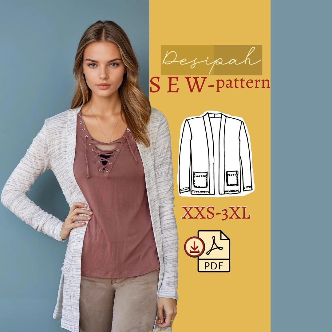 Long Cardigan Sewing Pattern | Open Kimono Pattern | Easy Sewing ...