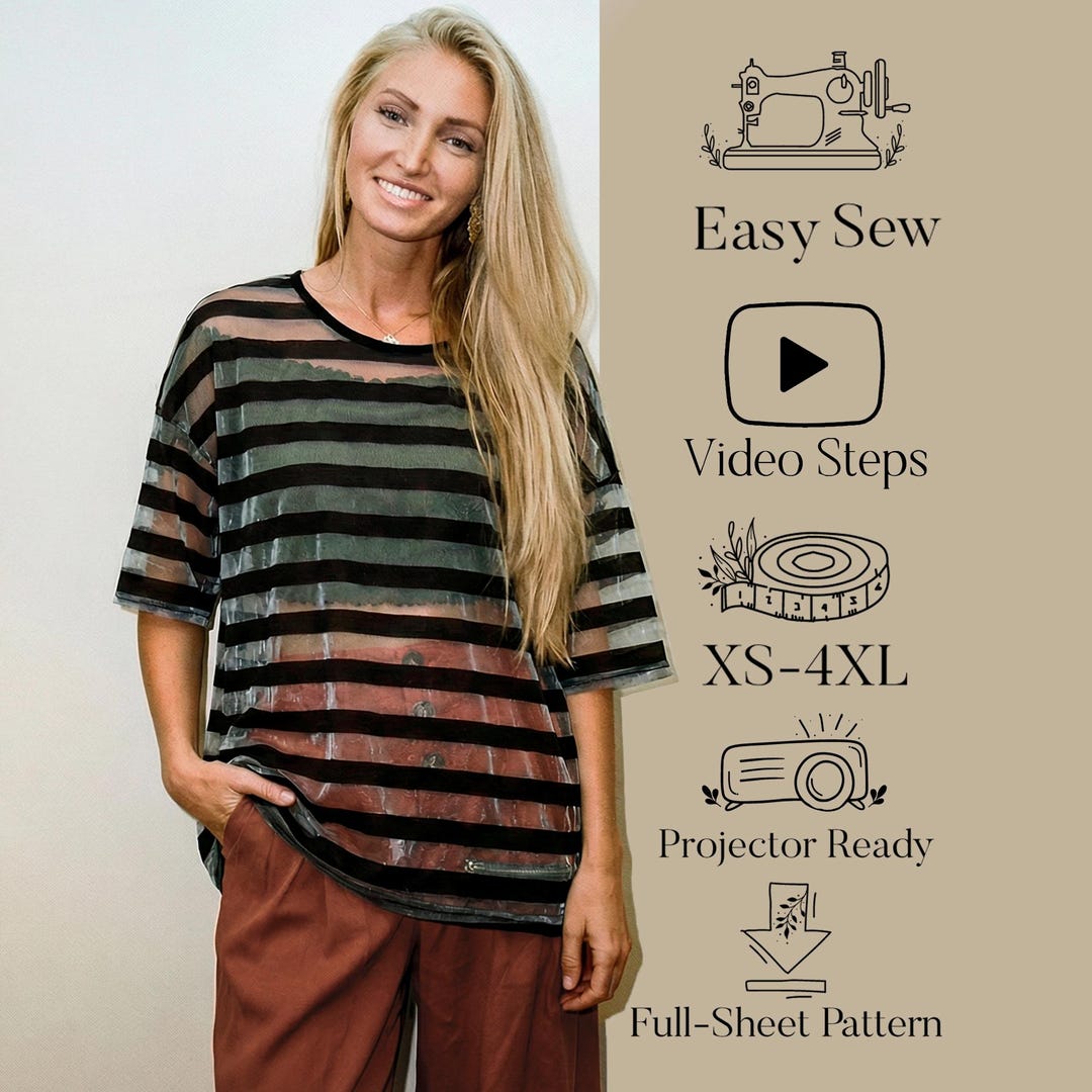 Beginner Sewing Pattern Digital Download Pdf Tutorial Easy Garment ...