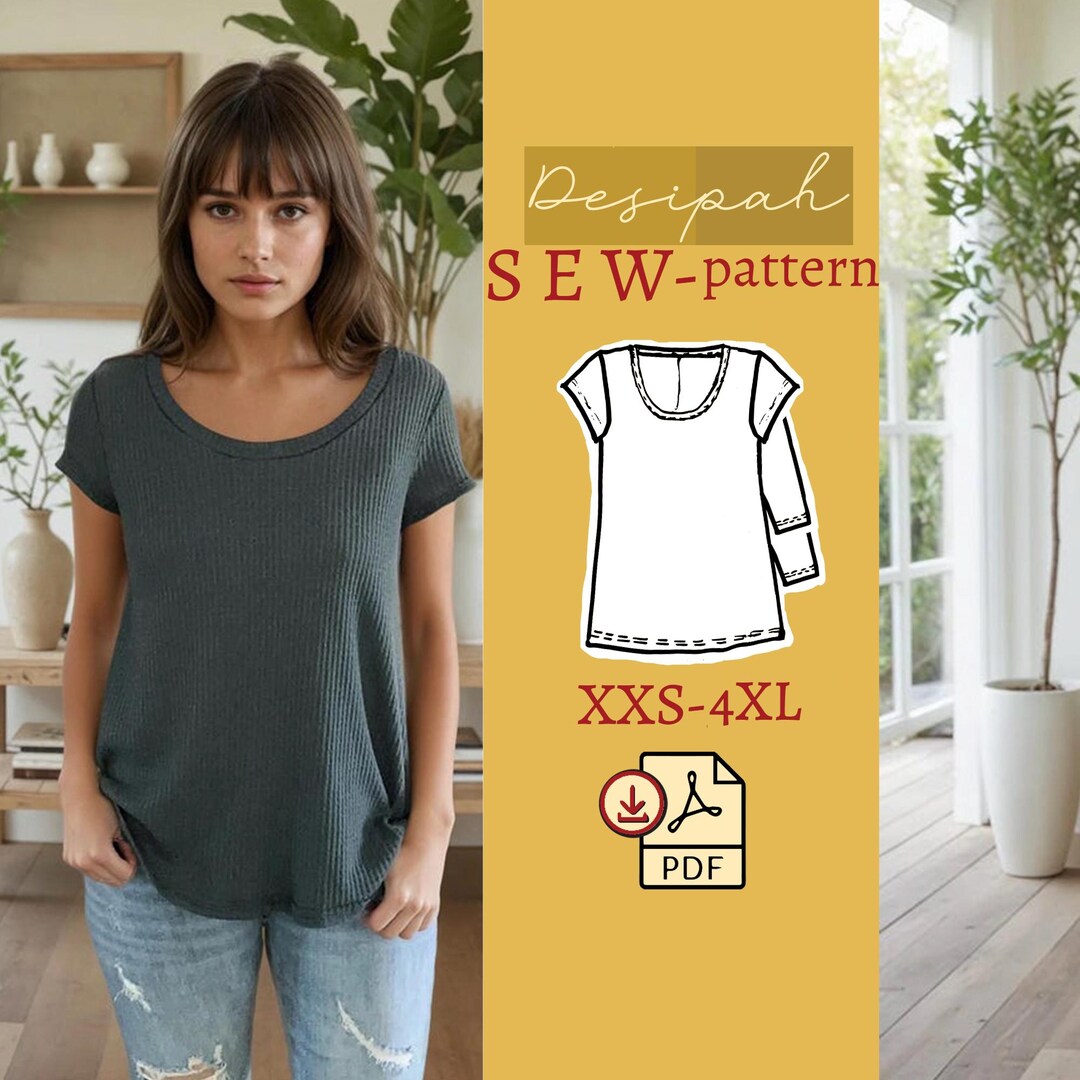 Oversized Tunic Shirt Pattern | Comfy Womens Tee | Easy Sewing Pattern ...