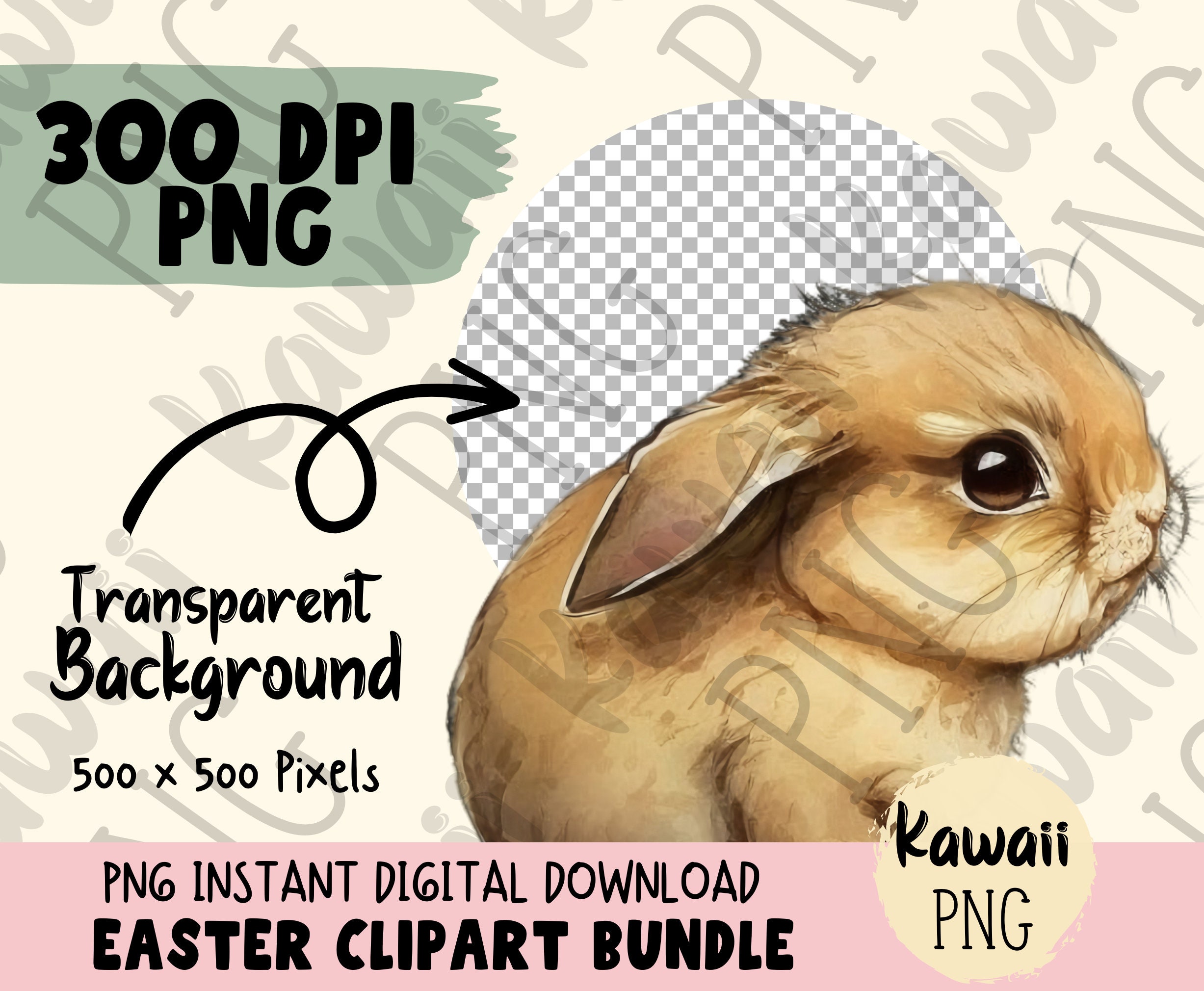 Easter Friends Watercolor Clipart Bunny PNG Cute Baby Shower Graphics ...