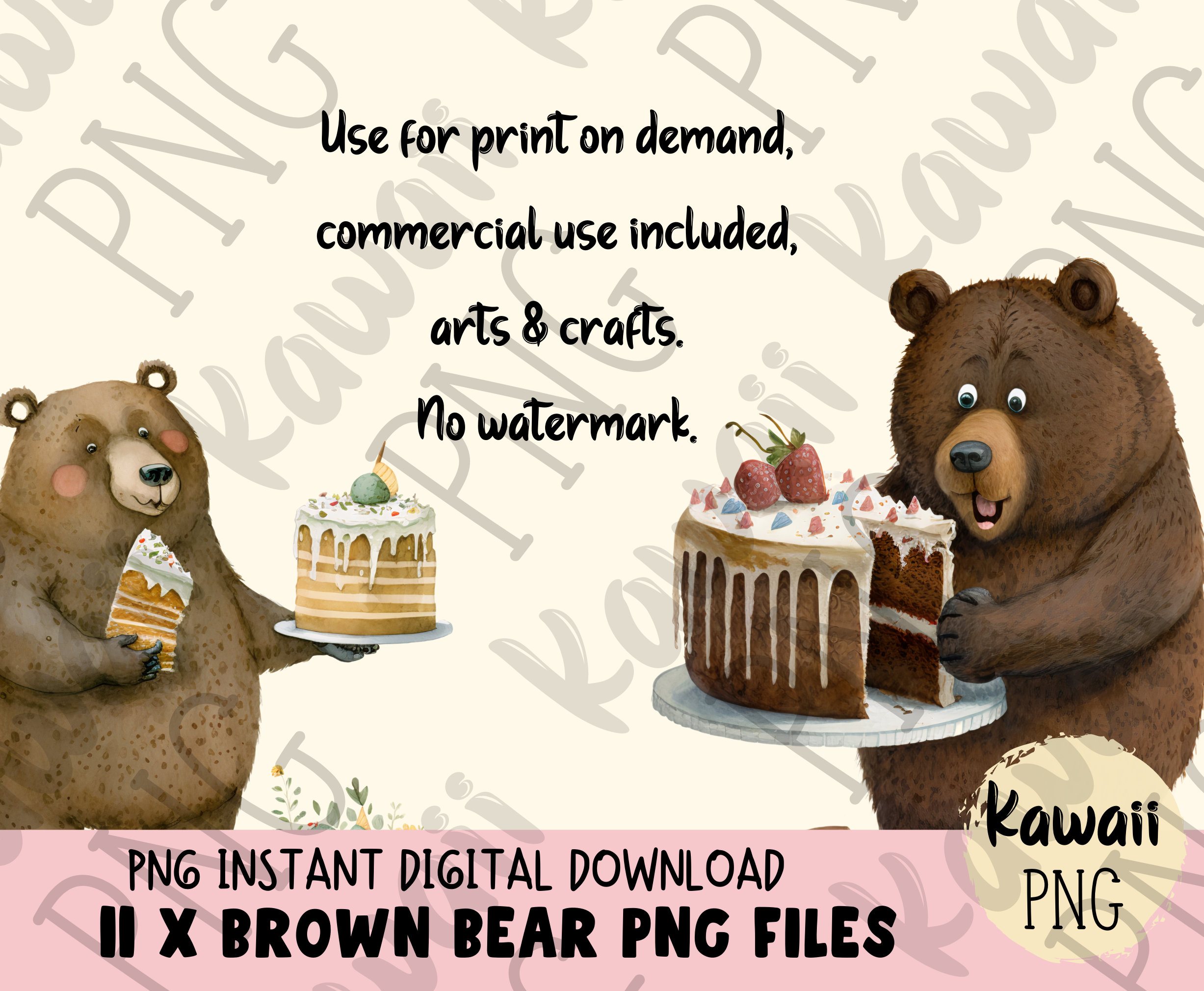 Brown Bear Clipart Watercolor Cute Bear Theme Baby Shower Graphics ...