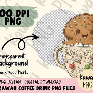 Kawaii Coffee Clipart Hot Chocolate PNG Cute Drinks Graphics Digital ...