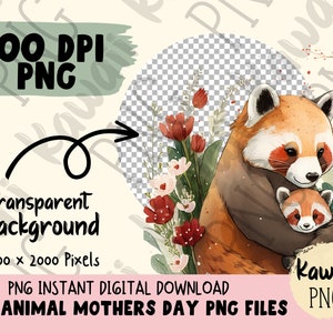 Mommy Baby Animal Watercolor Clipart Mothers Day Digital Download Mom ...