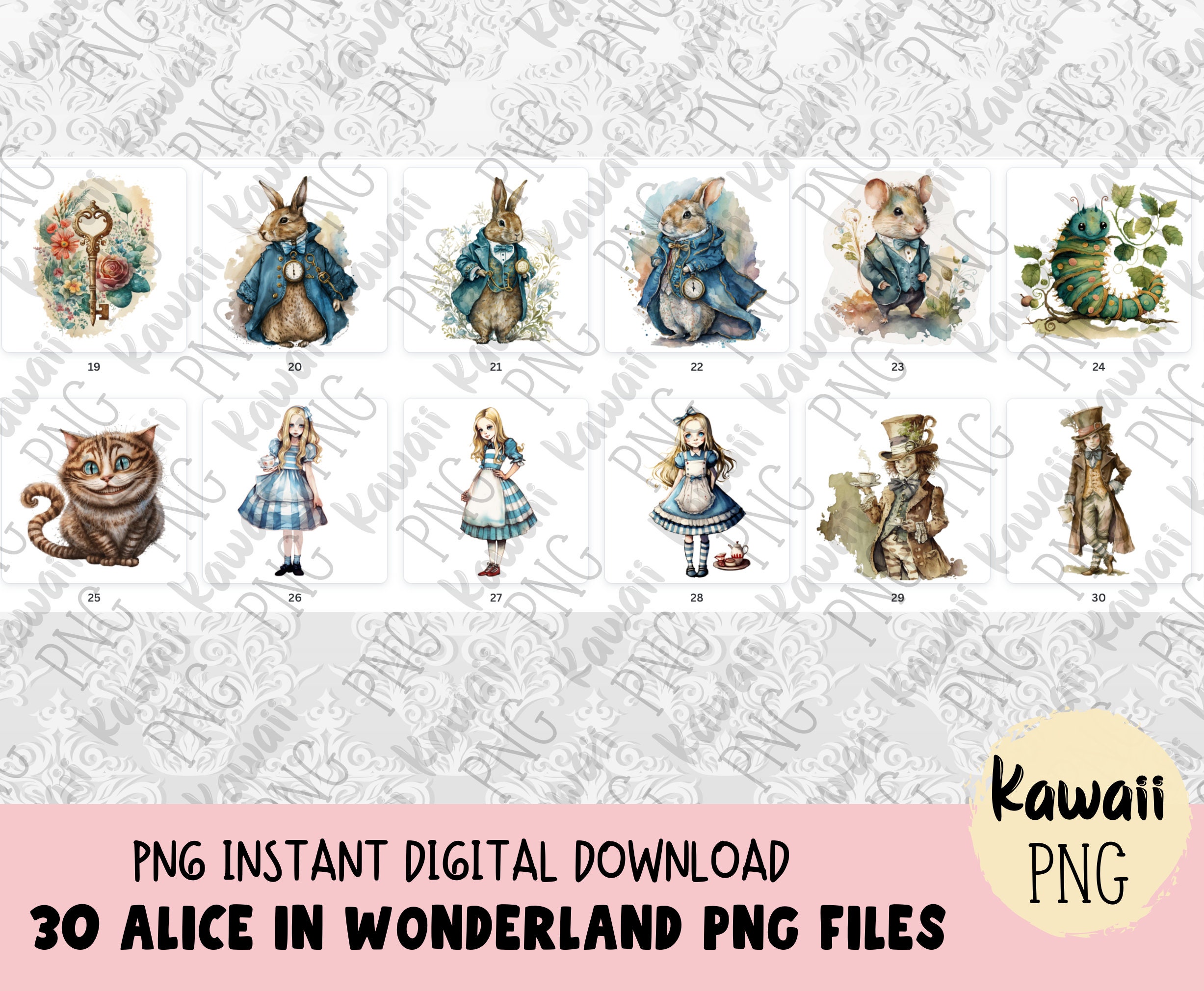 Watercolour Alice in Wonderland Clipart Alice in Wonderland - Etsy