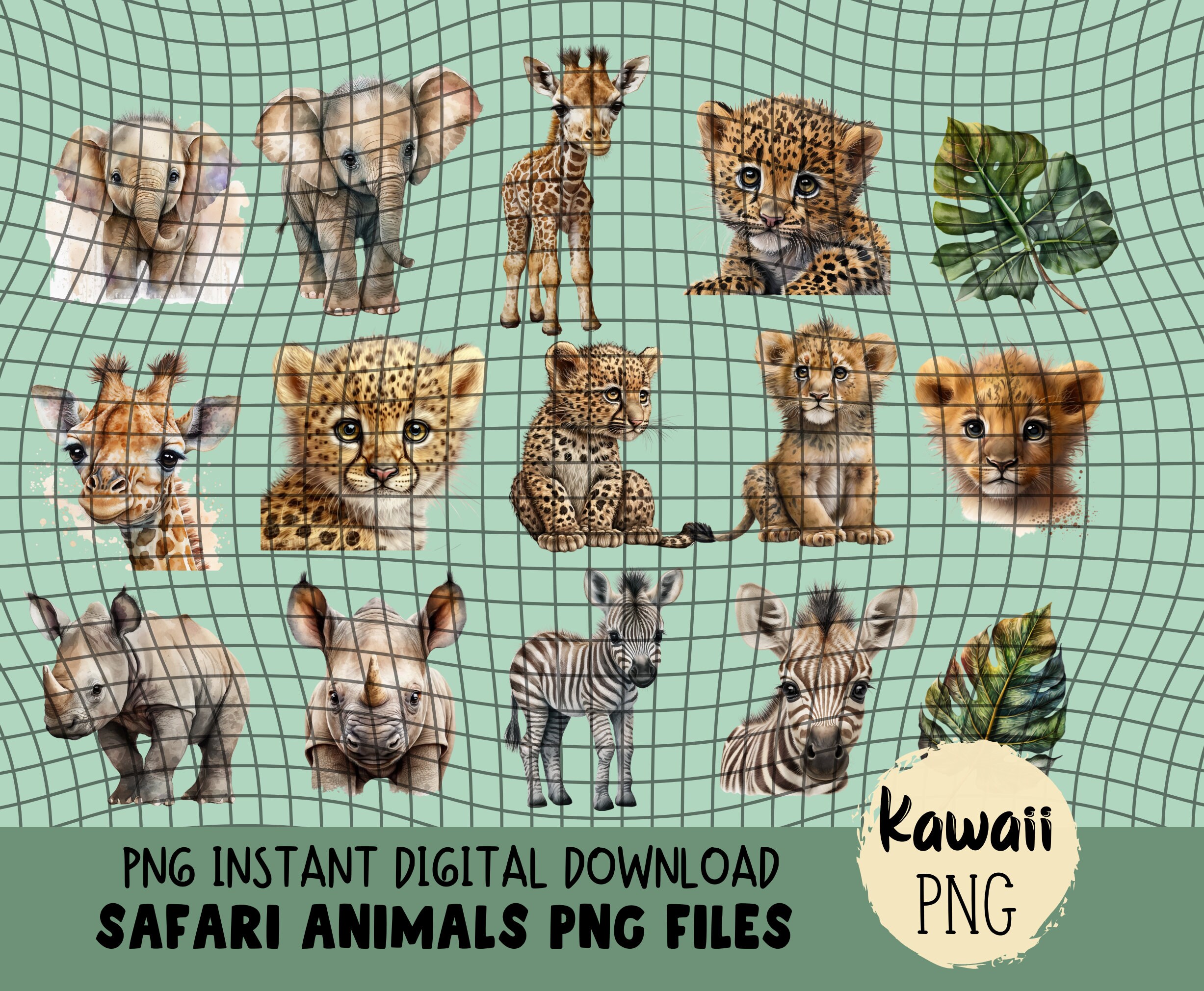 Watercolor Baby Safari Animals Baby Shower Clipart Kids Sublimation ...