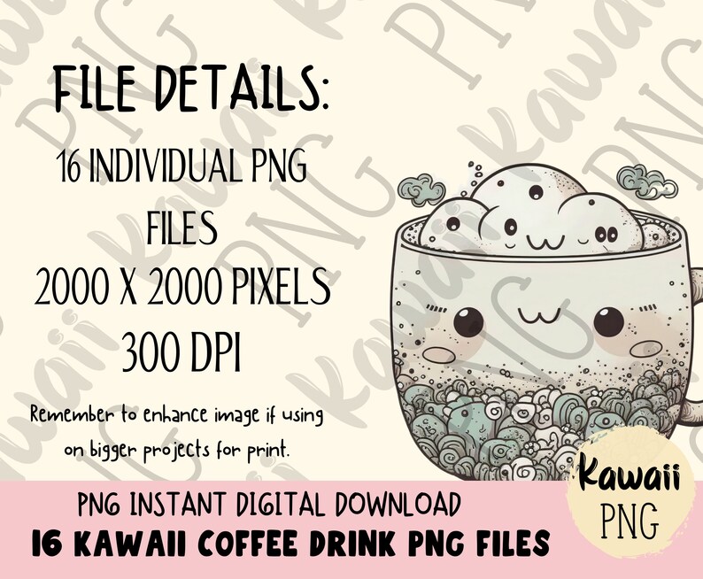 Kawaii Coffee Clipart Hot Chocolate PNG Cute Drinks Graphics - Etsy