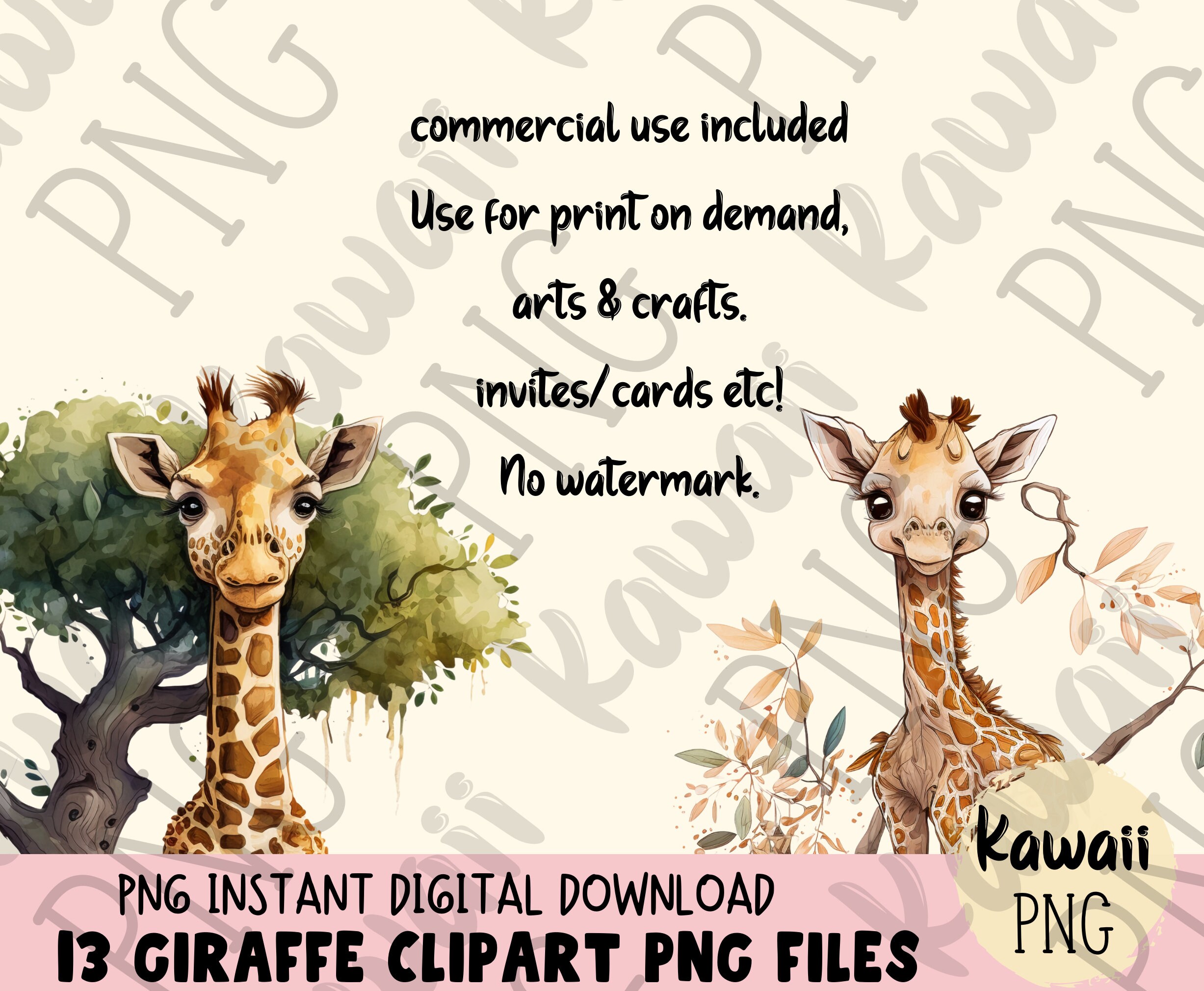 Giraffe Clipart Watercolor PNG - Cute Giraffe Illustration - Safari ...