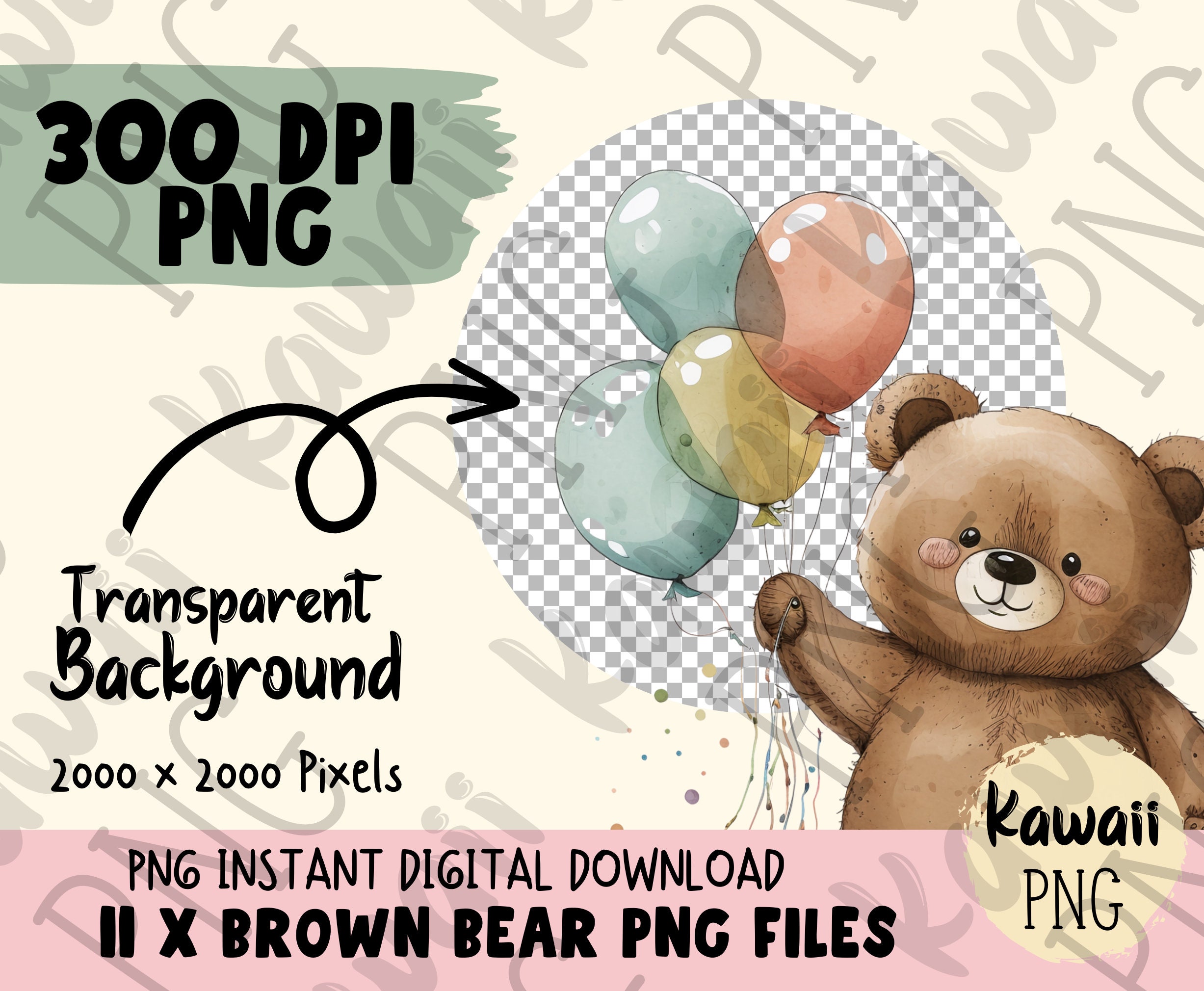 Brown Bear Clipart Watercolor Cute Bear Theme Baby Shower Graphics ...