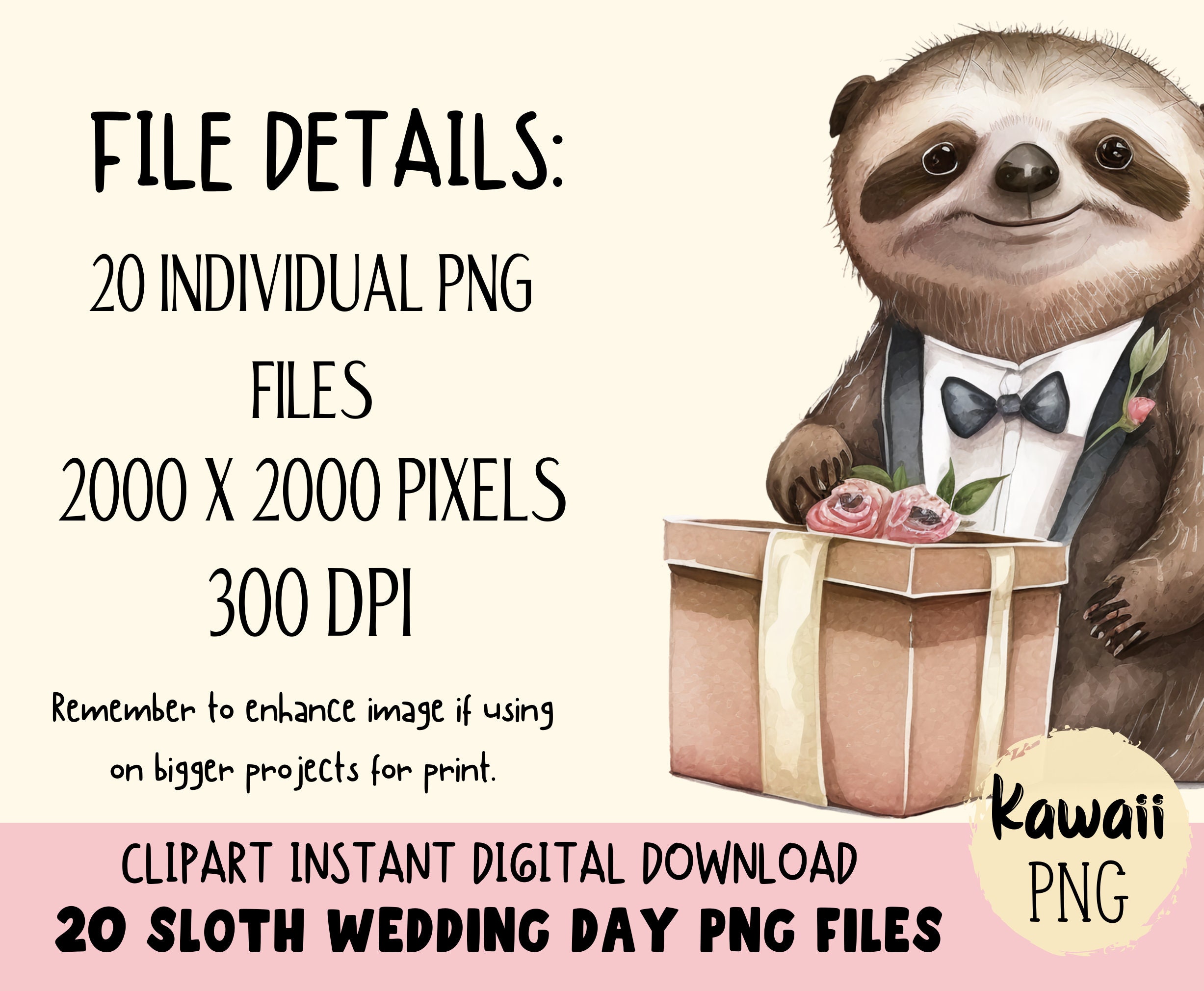 Sloth Clipart Watercolor Sloth Wedding PNG Commercial Use Animal Clip ...