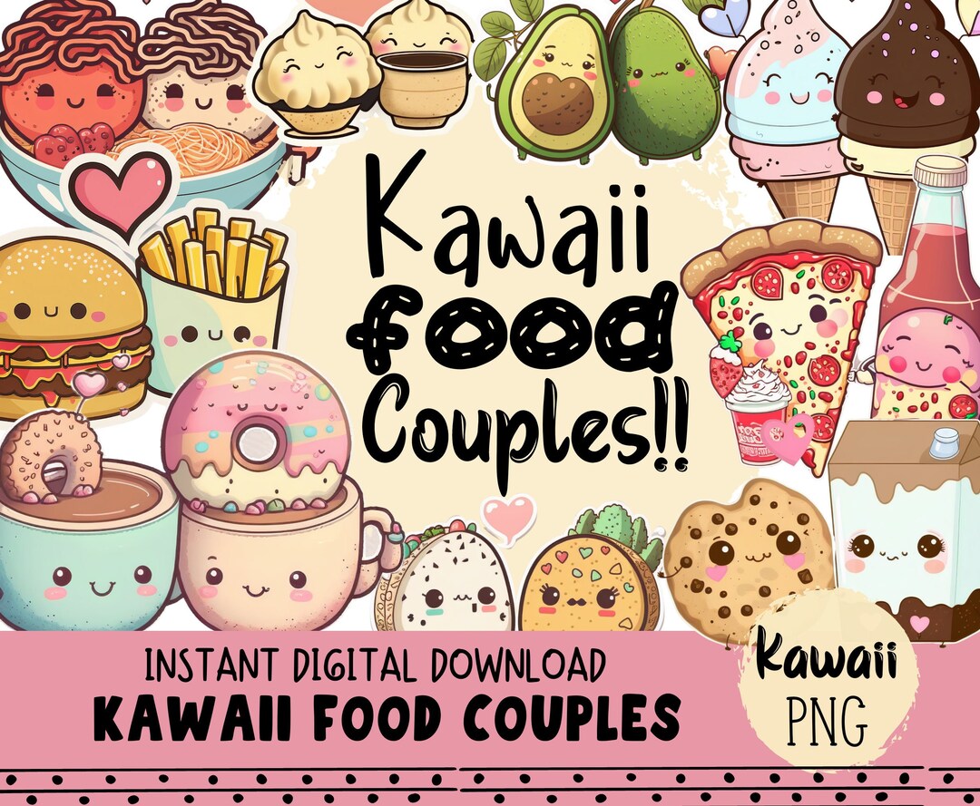 Kawaii Food Clipart Best Friends Png Cute Couples Clipart - Etsy