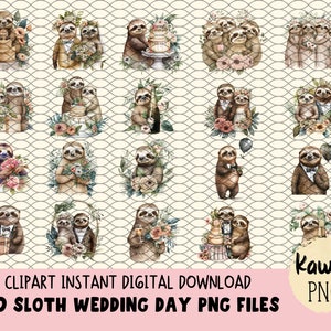 Sloth Clipart Watercolor Sloth Wedding PNG Commercial Use Animal Clip ...