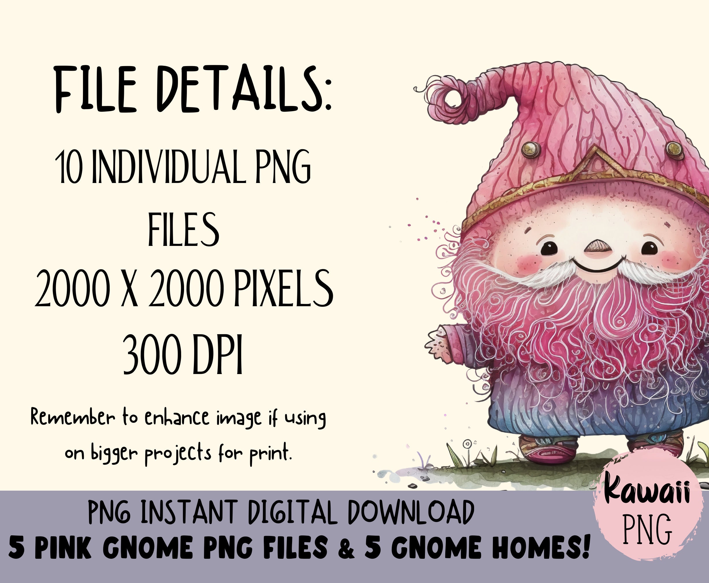 Pink Gnome Clipart PNG Bundle Cute Watercolor Gnome House Clipart PNG ...